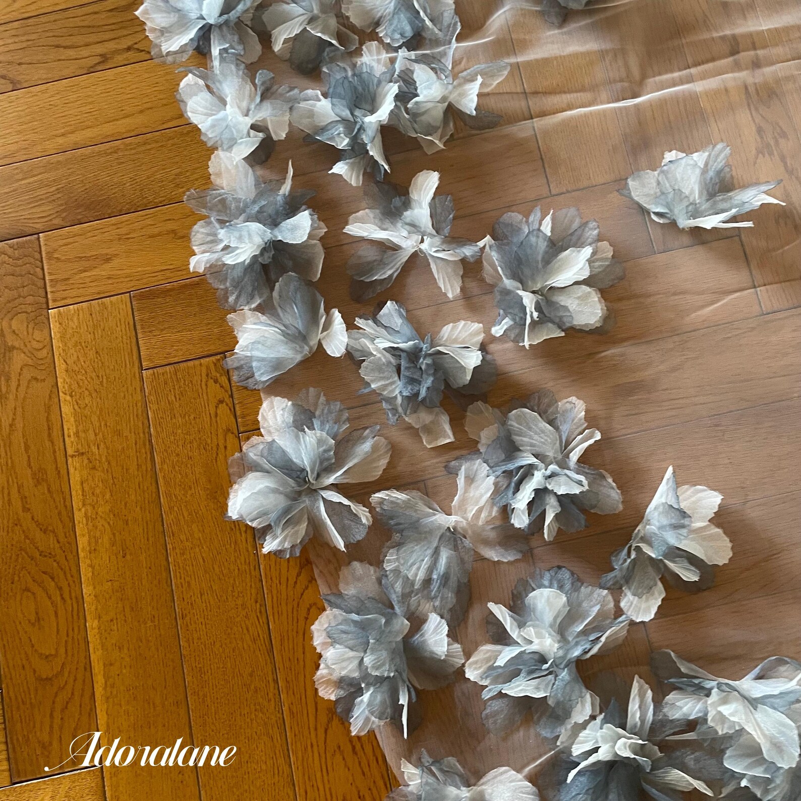 Vintage Gray-blue Flower Wedding Veil,floral Soft Tulle Custom Fairy ...