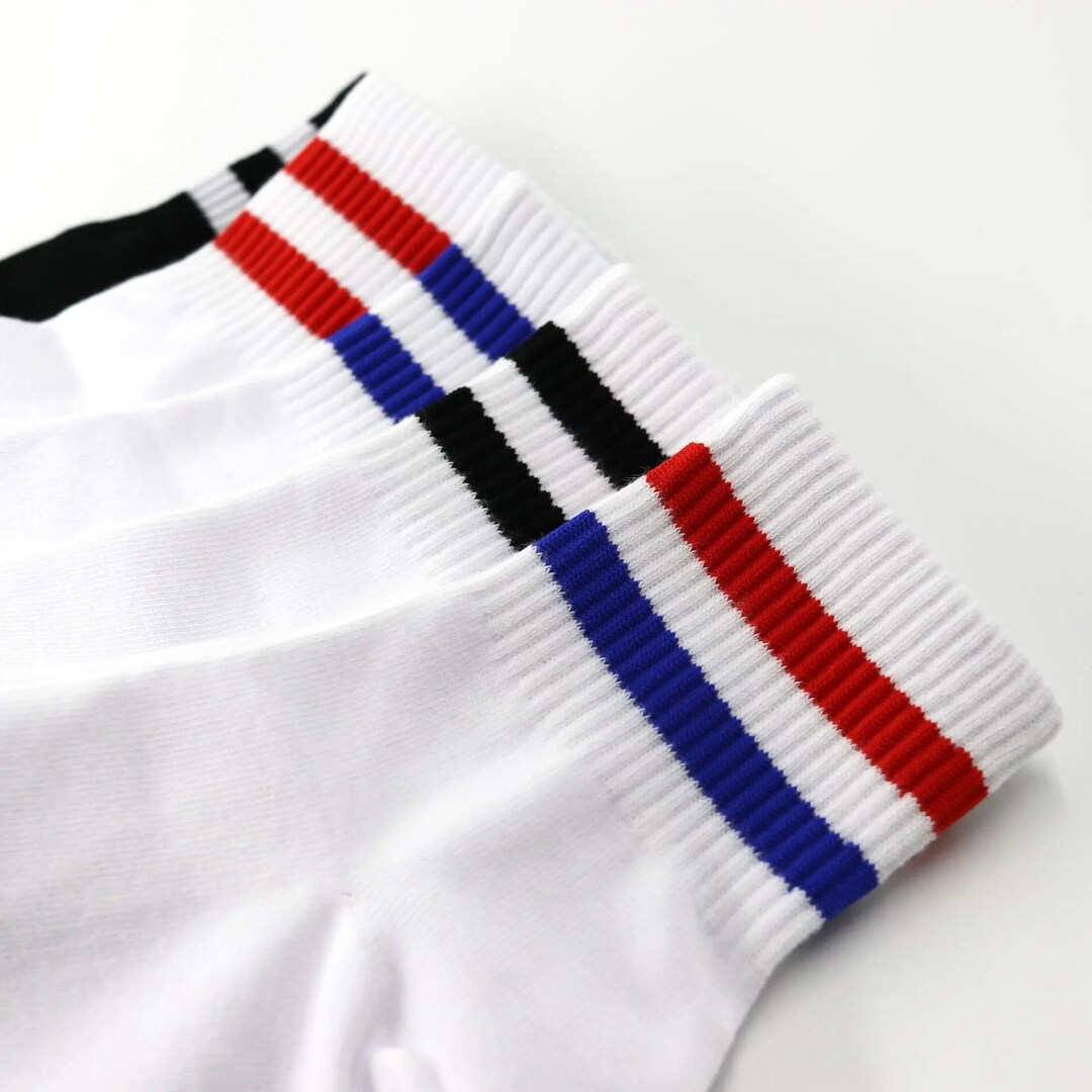 Vintage Two-stripe Sports Cotton Ankle Socks Men's Streetwear, Hip-hop ...