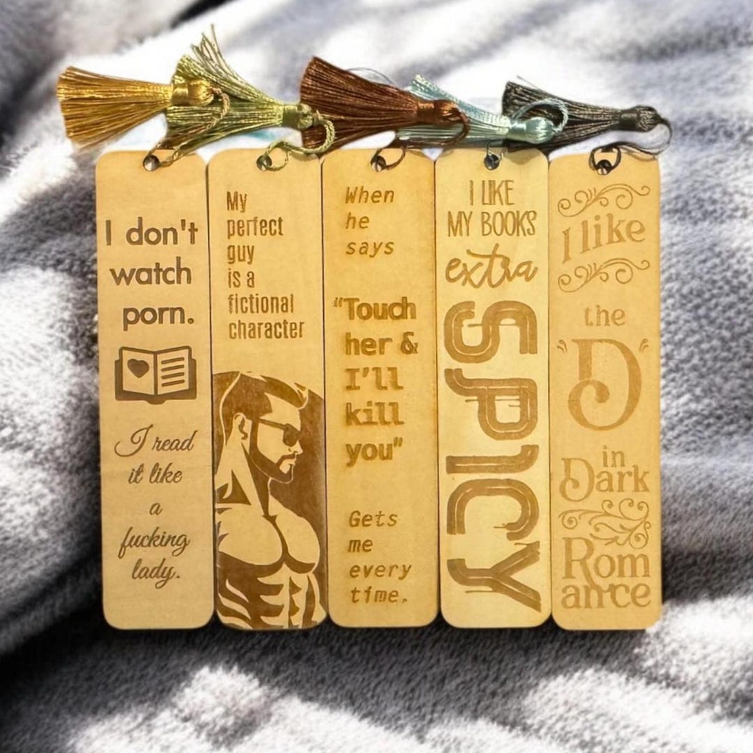 Laser-cut, Laser-engraved Spicy Wooden Bookmarks for Smut Lovers ((5 ...