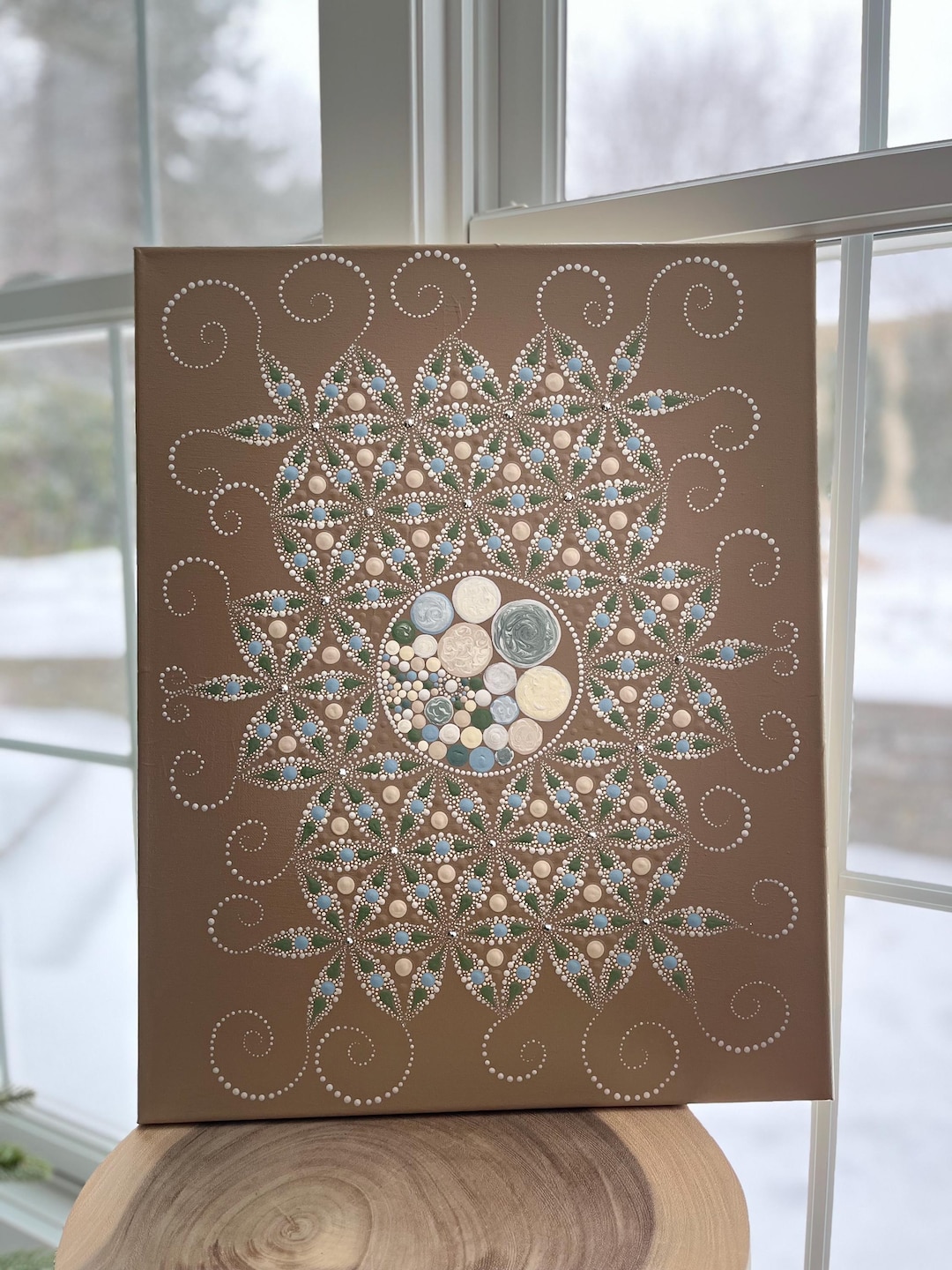 16x20” Neutral Circles Seed of Life Mandala Painting - Etsy