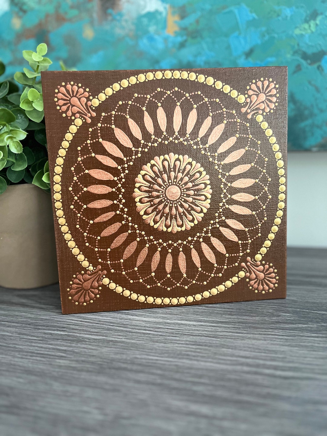 8x8" Copper Mandala Dot Wall Art - Etsy