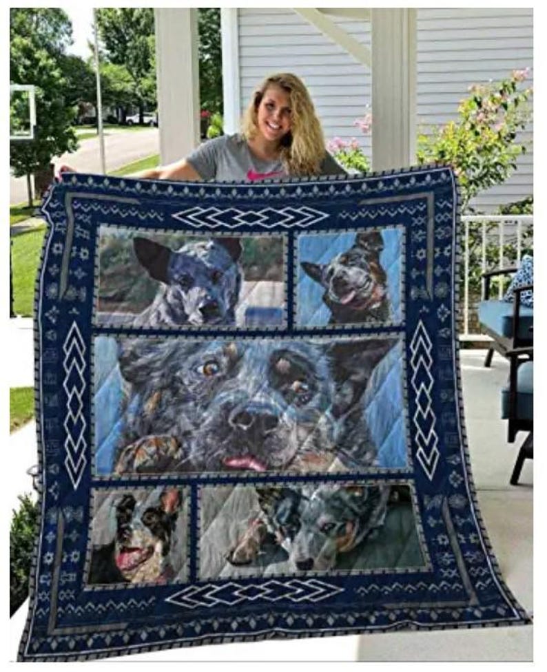 Shih Tzu Dog, Blue Heeler Dog Face Navy All Season Quilts, Dog Quilts ...