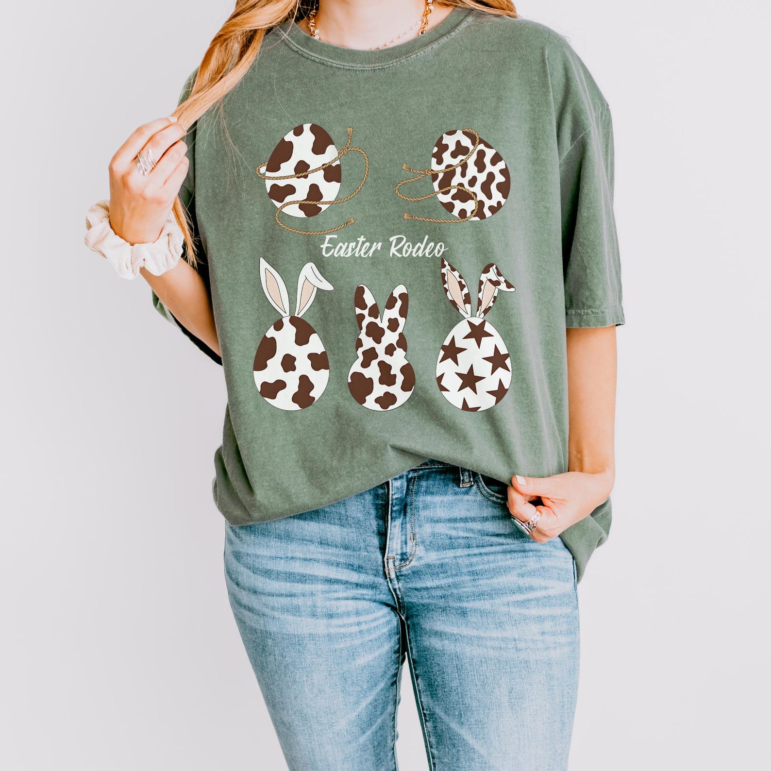 Western Easter Rodeo Shirt, Cow Print Bunny Easter Tee, Country Rodeo ...