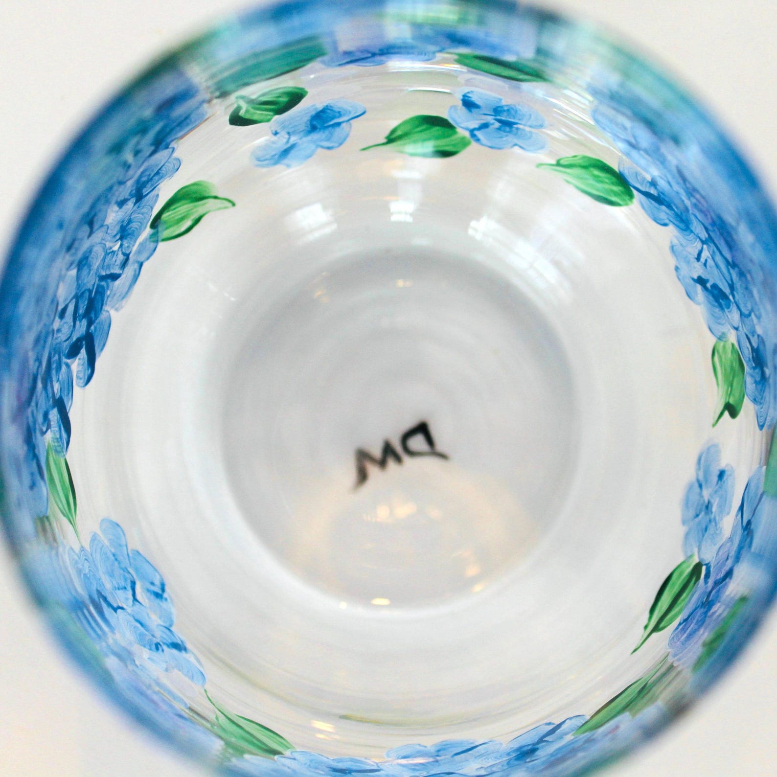 Hand Painted Hydrangea Stemless Wine Glass: Garden Mother's Day Gift ...