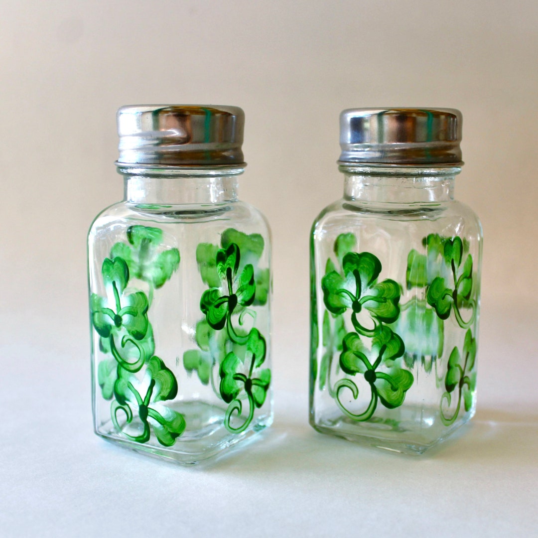 Hand Painted Shamrock Salt and Pepper Shakers: Irish Decor - Etsy