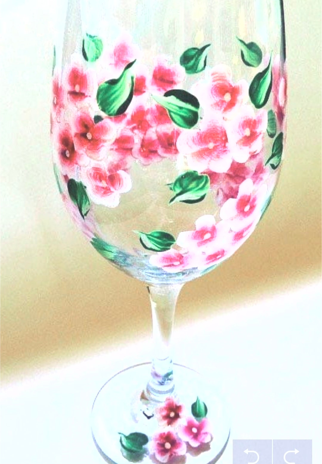 Floral Wine Glass With Pink Hydrangeas. Hand Painted.large Capacity ...
