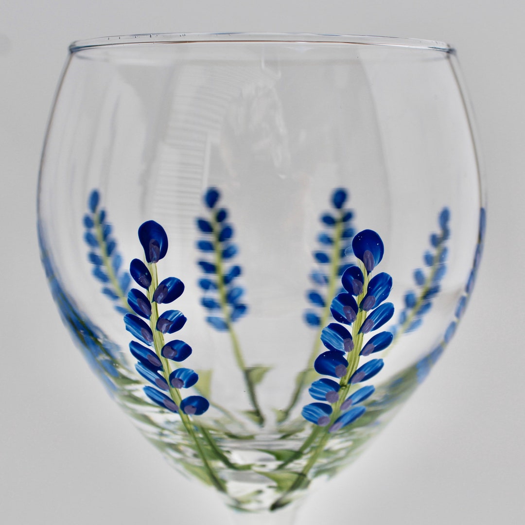 Handcrafted Lavender Painted Wine Glass Minimalist Design Gift for Her ...