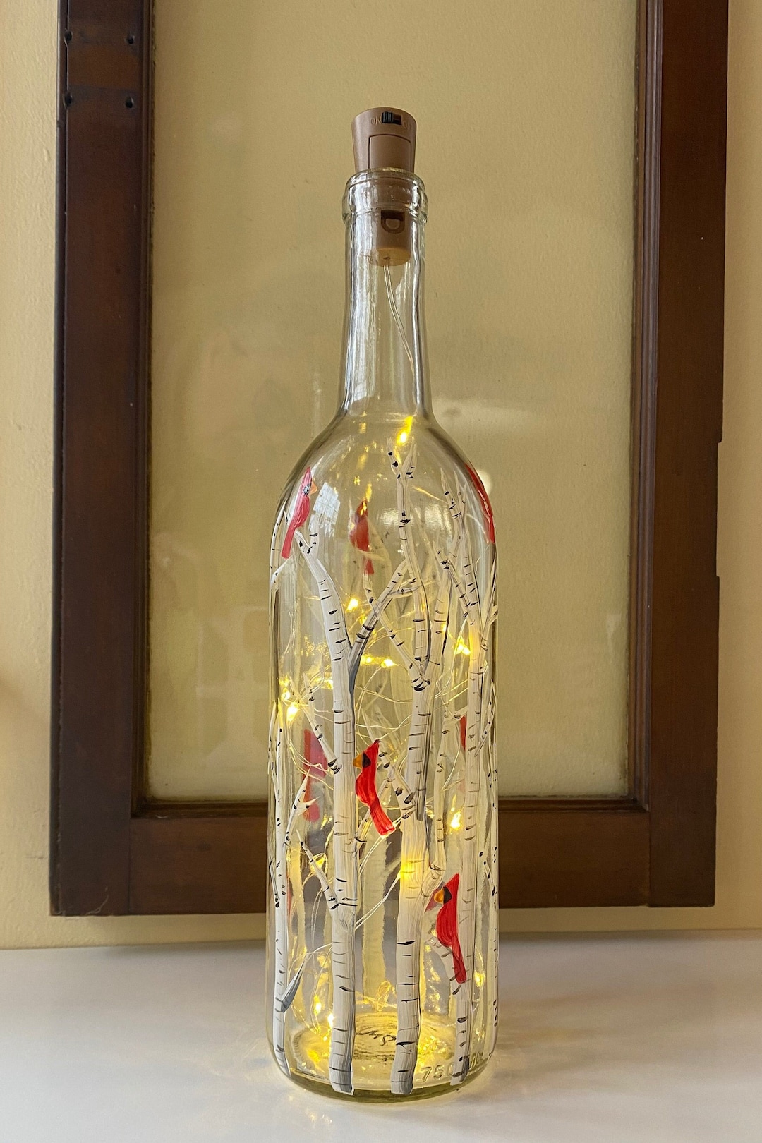 Memorial Gift Bottle Light: Cardinal and Birch Tree Design - Etsy