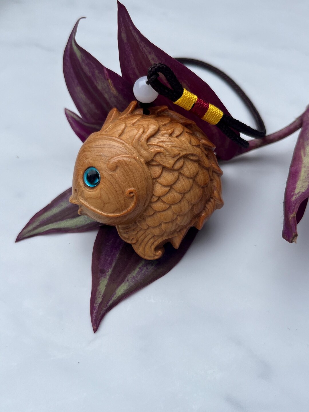 Wood Carving Fish Figurine, Lucky Desk Hanging Ornament - Etsy