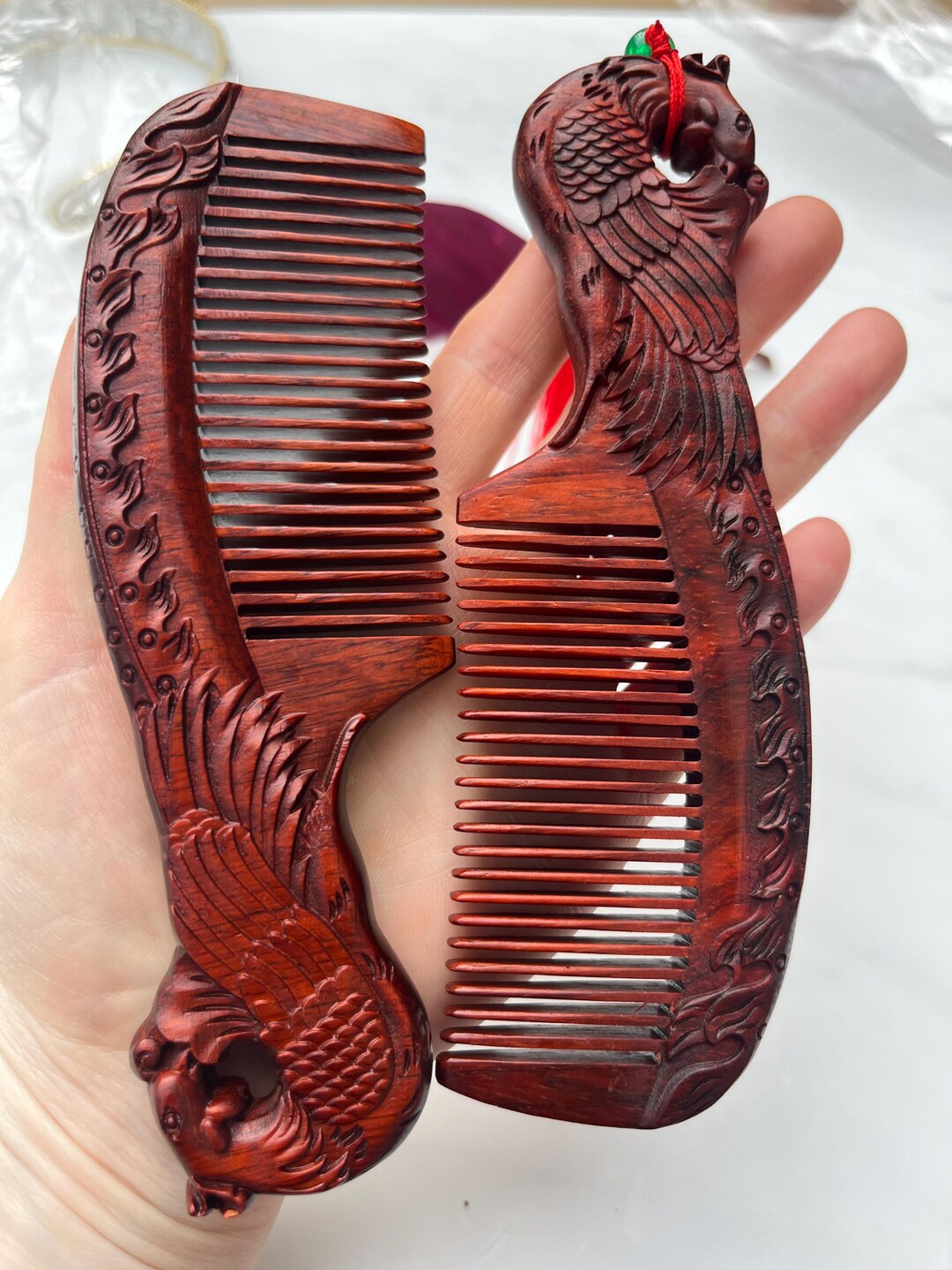 Dragon, Phoenix Shape Nanmu Combs,vintage,handmade Wooden Comb ...