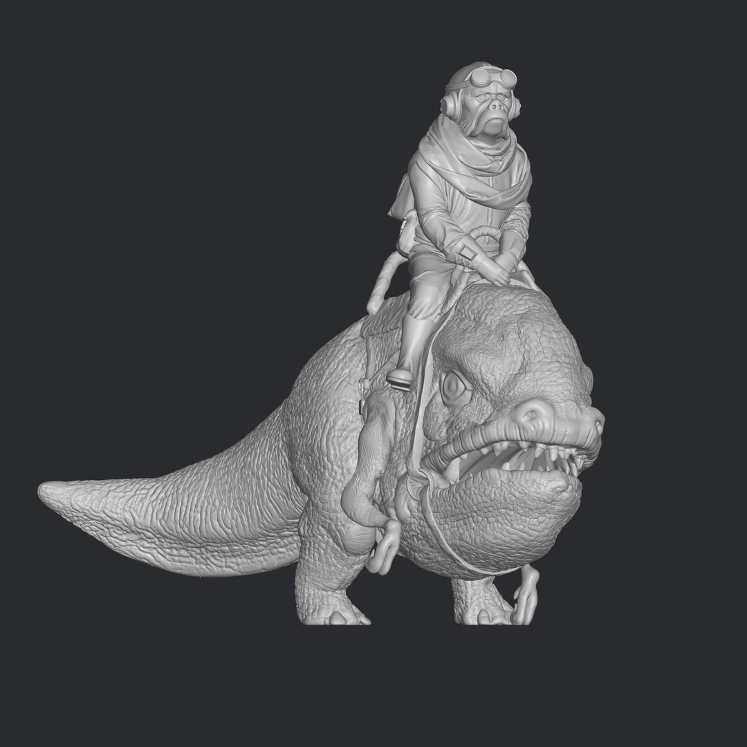 Kuiil Riding a Blurrg Stl File 3d Printing, 3d Print File, Miniature ...