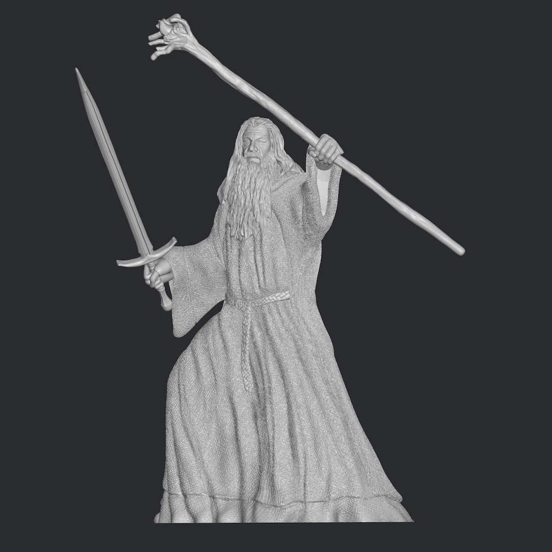 Gandalf Statue Stl File 3d Printing, 3d Print File, Miniature, Super ...