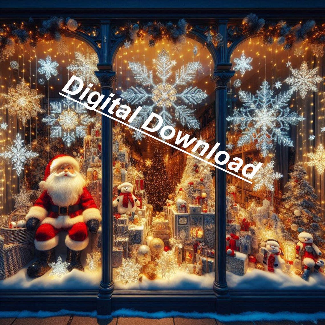 Christmas Window Clip Art Digital Instant Download 1485x1485 JPG ...