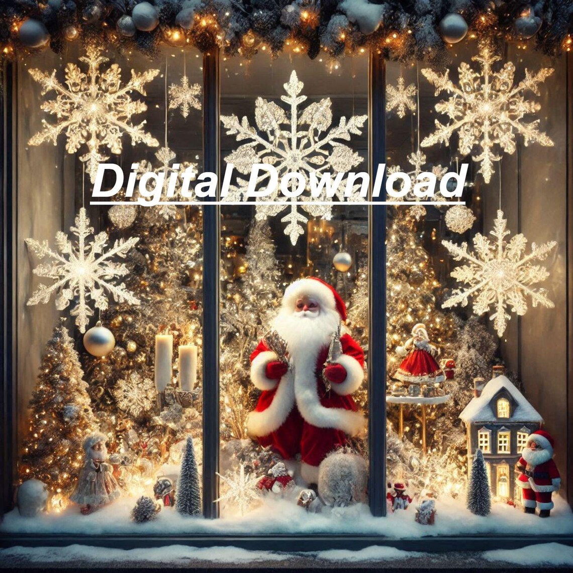 Christmas Window Clip Art Digital Instant Download 1485x1485 JPG ...