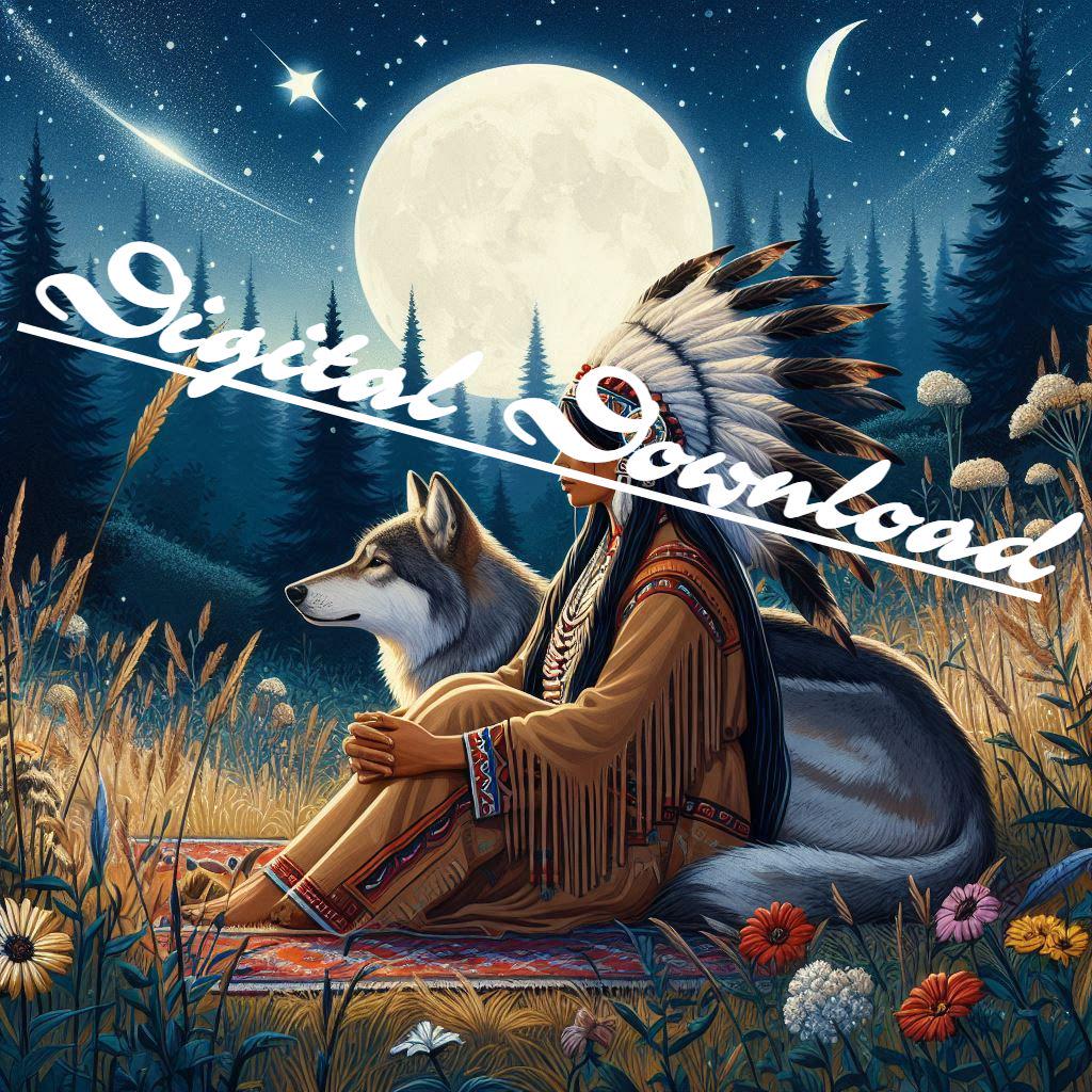 Native American Women Indigenous American Indian With Wolf Digital ...
