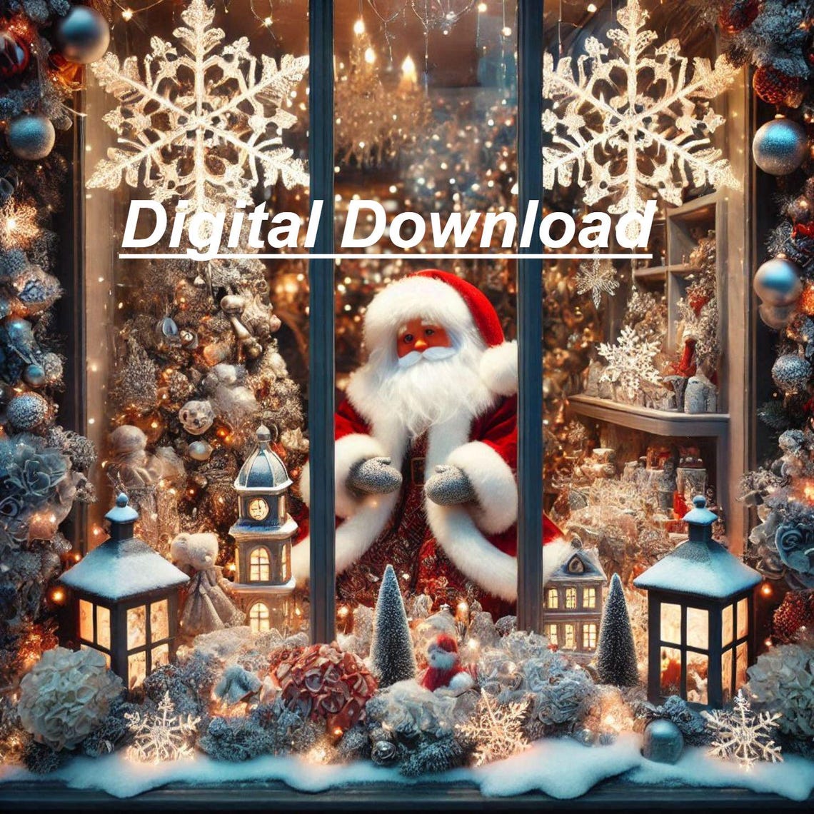 Christmas Window Clip Art Digital Instant Download 1485x1485 JPG ...