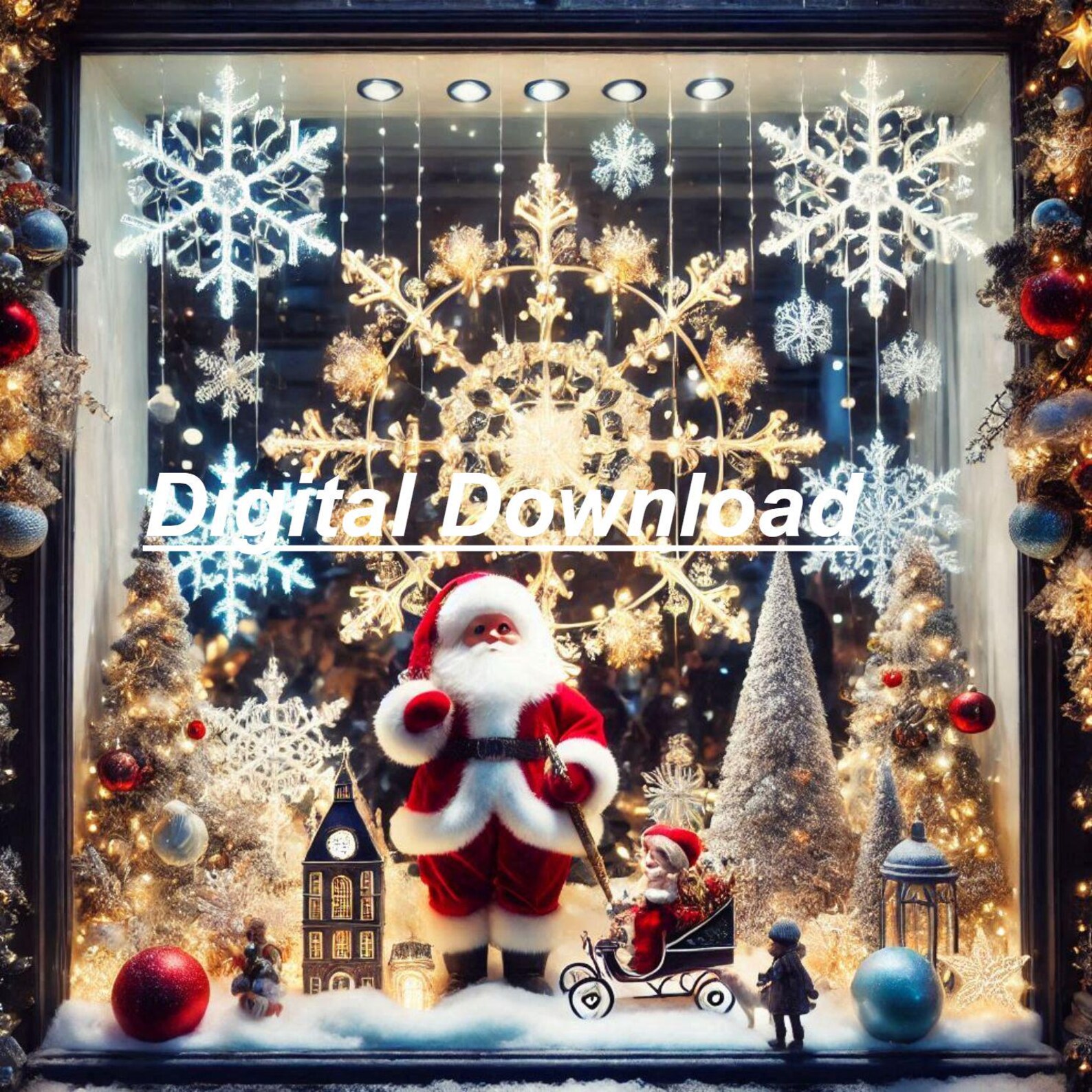 Christmas Window Clip Art Digital Instant Download 1485x1485 JPG ...