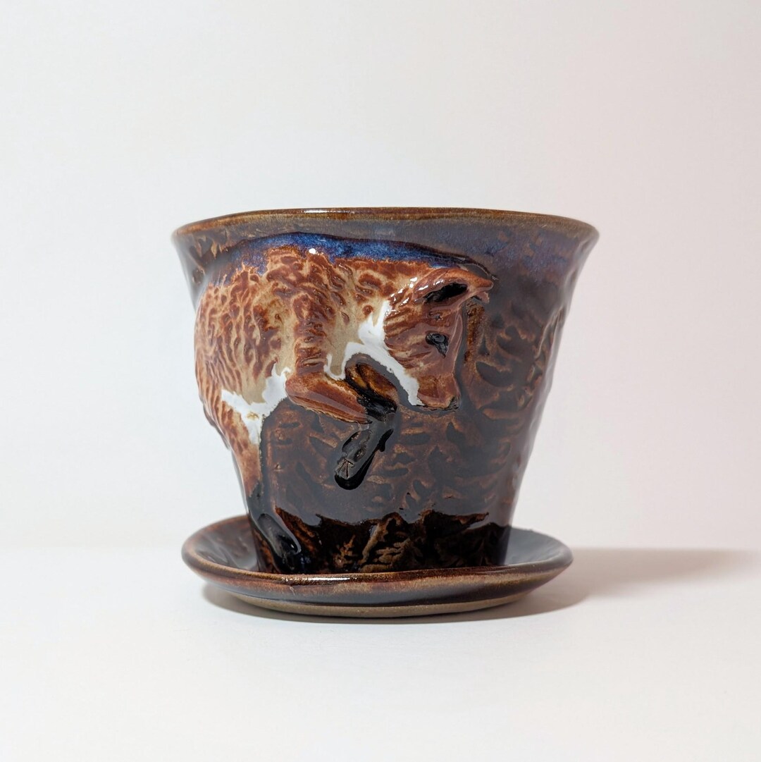 Flower Pot With Fox Plant Pot Ceramic Pot for Plant Handmade Pottery ...