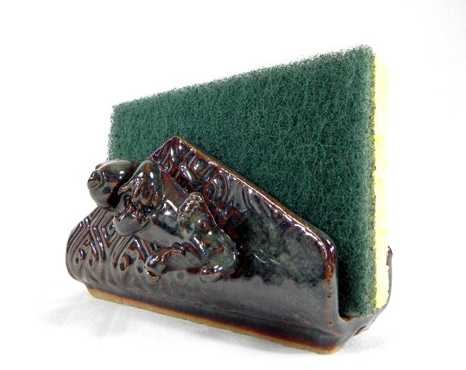 Ceramic Sponge Dryer With Elegant Texture and Hand Sculpted Otter is ...