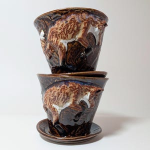 Flower Pot With Fox Plant Pot Ceramic Pot for Plant Handmade Pottery ...