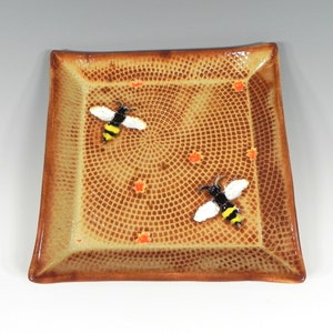 Ceramic Salad Plate With Bees - 6 Inch Plate - Bee Themed Dishes - Gift ...