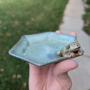 Green Frog Soap Dish, Ceramic Frog Figurine, Pottery With Frogs ...