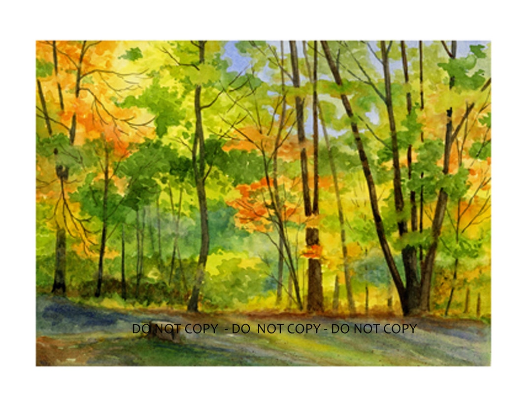 Landscape Art "autumn Golds Greens" by Doris Wilbur Artist, Watercolor ...