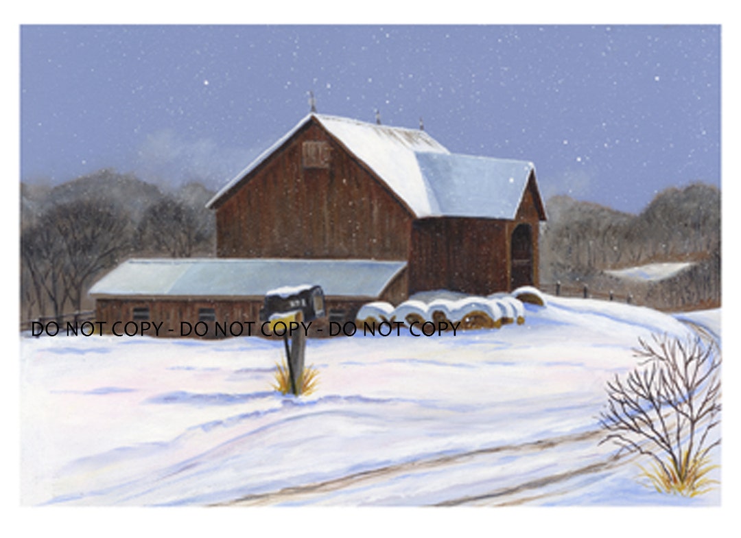 Barn Art by Doris Wilbur Artist, "route 220 Snow Barn", Farmhouse Decor ...