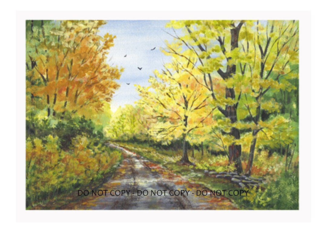 Landscape Art "autumn Road" by Doris Wilbur Artist, Watercolor Art ...