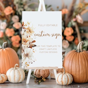 Fall Floral Editable Custom Sign, Floral Custom Sign, Fall in Love ...