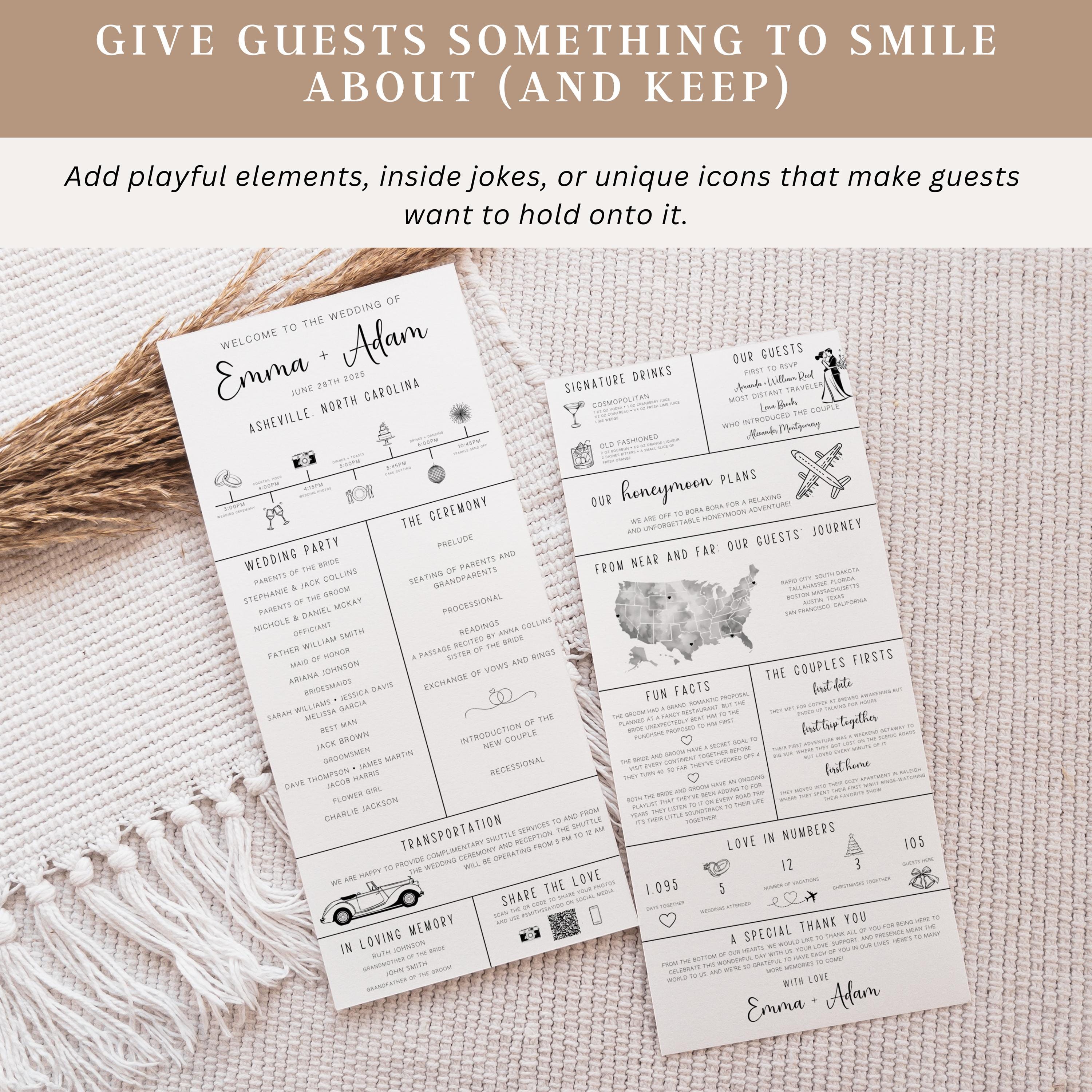 Infographic Wedding Program Template, Unique Wedding Ceremony Program ...