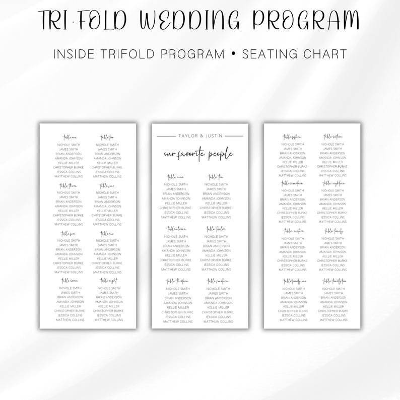 Trifold Modern Minimalist Wedding Program Template, Wedding Day ...
