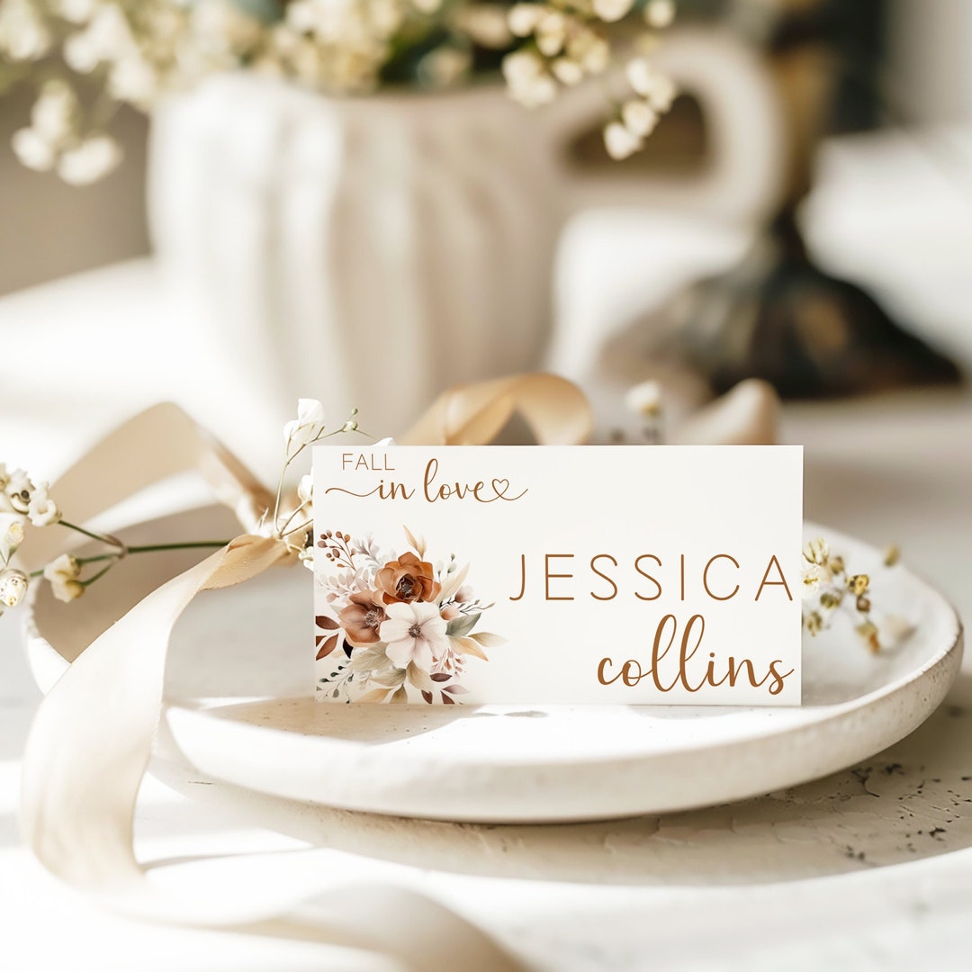 Fall Bridal Shower Place Cards, Fall Place Setting Cards, Fall in Love ...