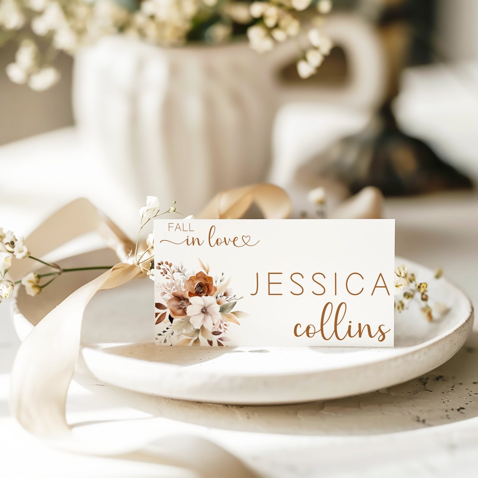 Fall Bridal Shower Place Cards, Fall Place Setting Cards, Fall in Love ...