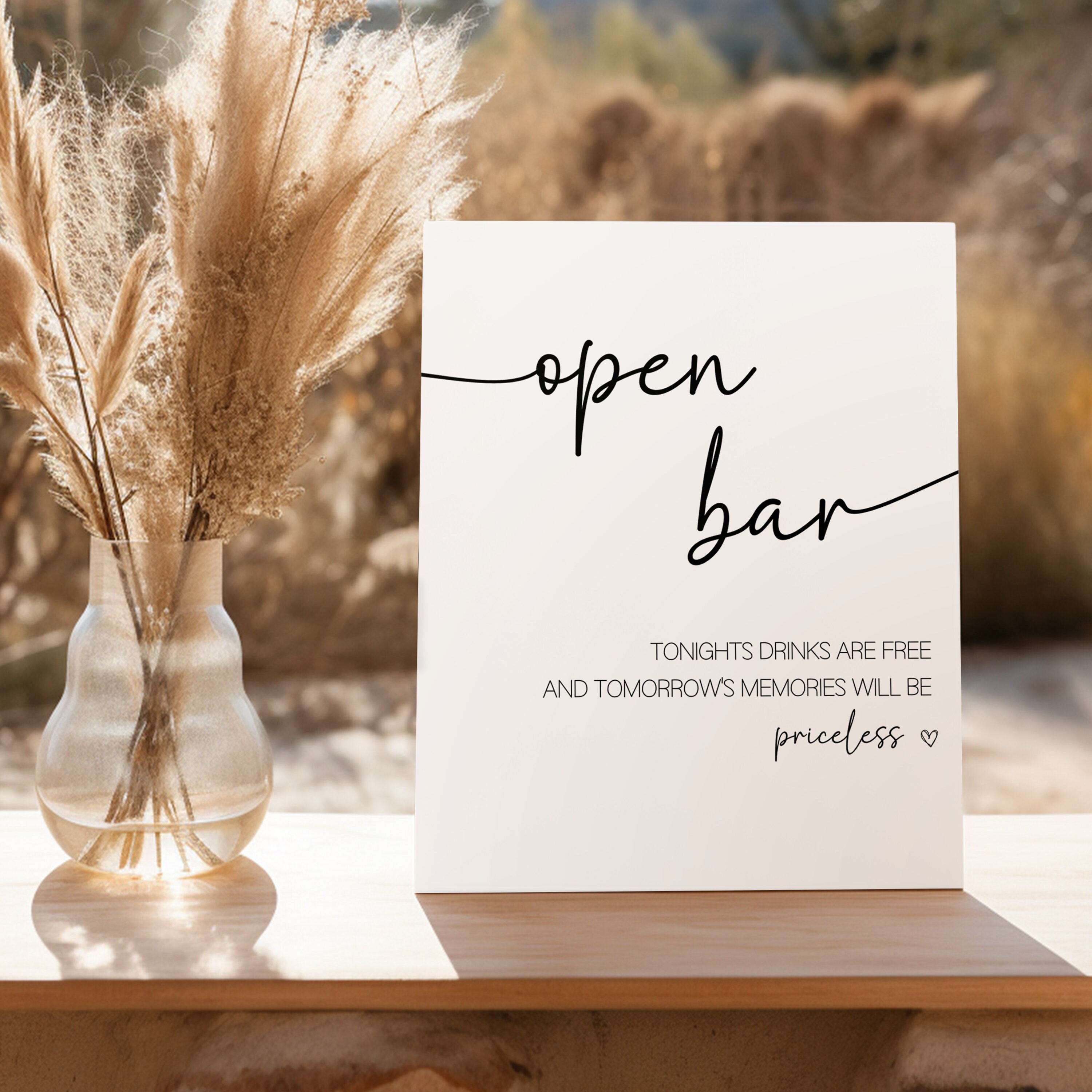 Open Bar Drinks Are on Us, Open Bar Wedding Template, Open Bar Sign ...