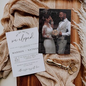 Minimalist Elopement Reception Invitation, Happily Ever After Party ...