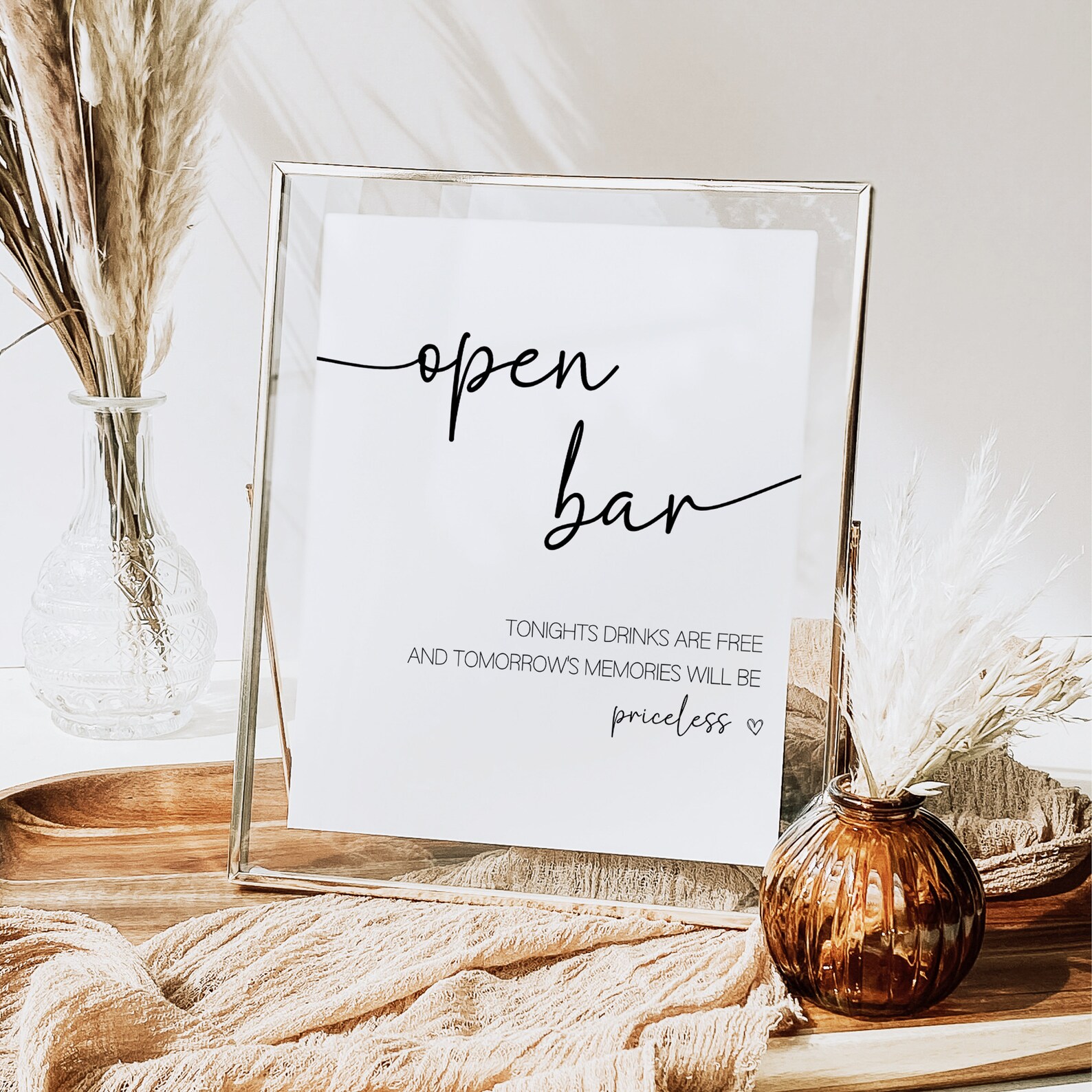 Open Bar Drinks Are on Us, Open Bar Wedding Template, Open Bar Sign ...