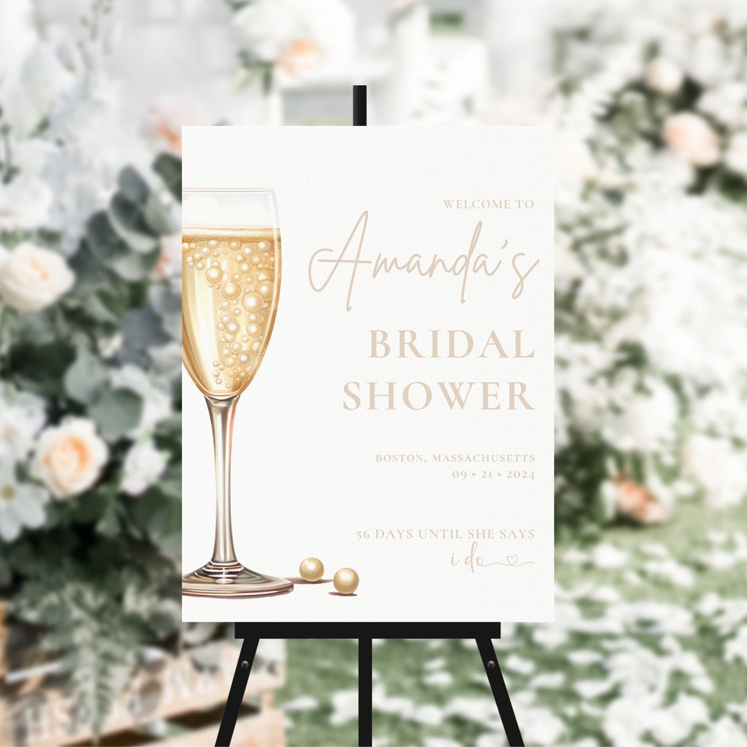 Pearls and Prosecco Welcome Sign, Pearls and Prosecco Bridal Shower ...