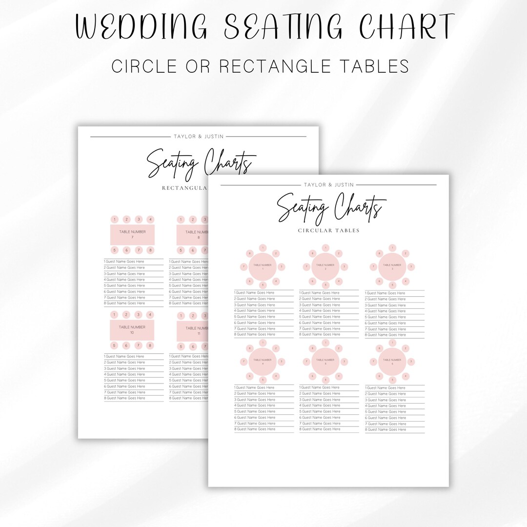 Wedding Seating Chart, Printable Table Layout, Planner for Reception ...