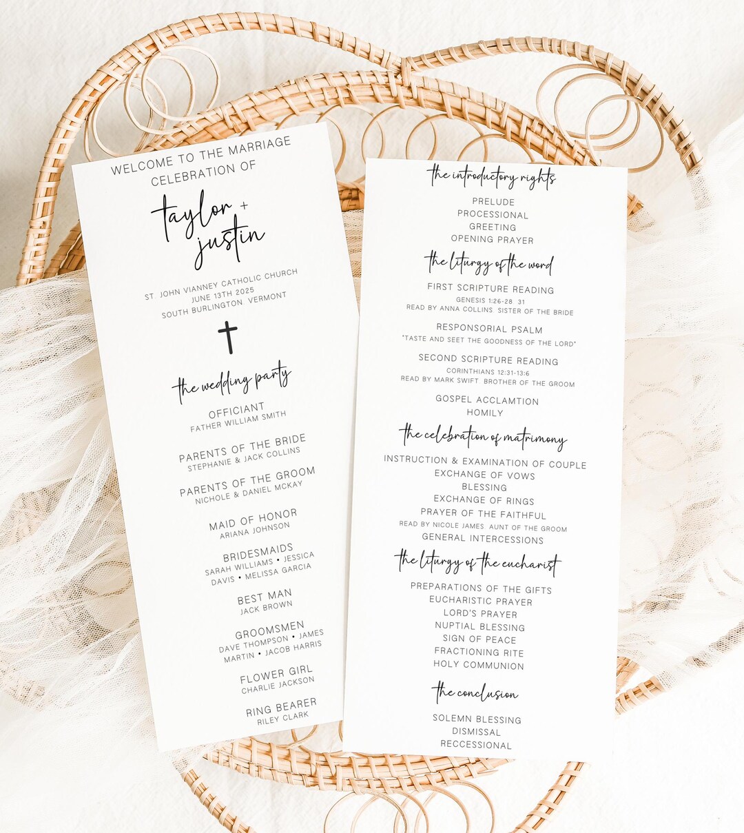 Catholic Wedding Program Template, Elegant Wedding Ceremony Program ...