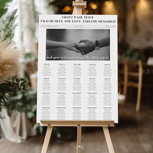 Newspaper Wedding Seating Chart Template, Editable Canva Template ...