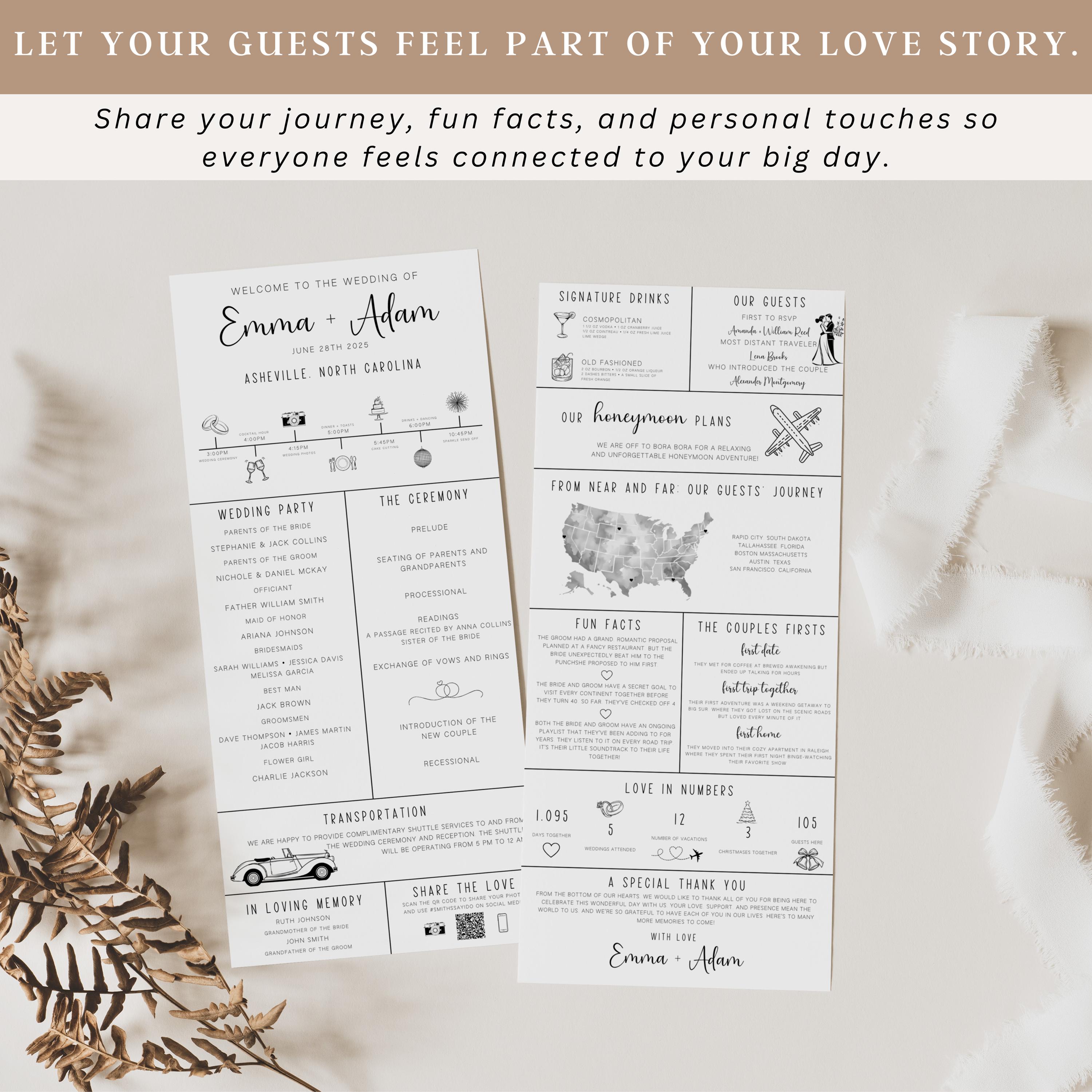 Infographic Wedding Program Template, Unique Wedding Ceremony Program ...