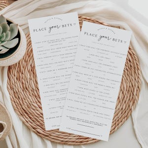 Place Your Bets Wedding Prop Bet Sheet, Fun Reception Game for Guests ...