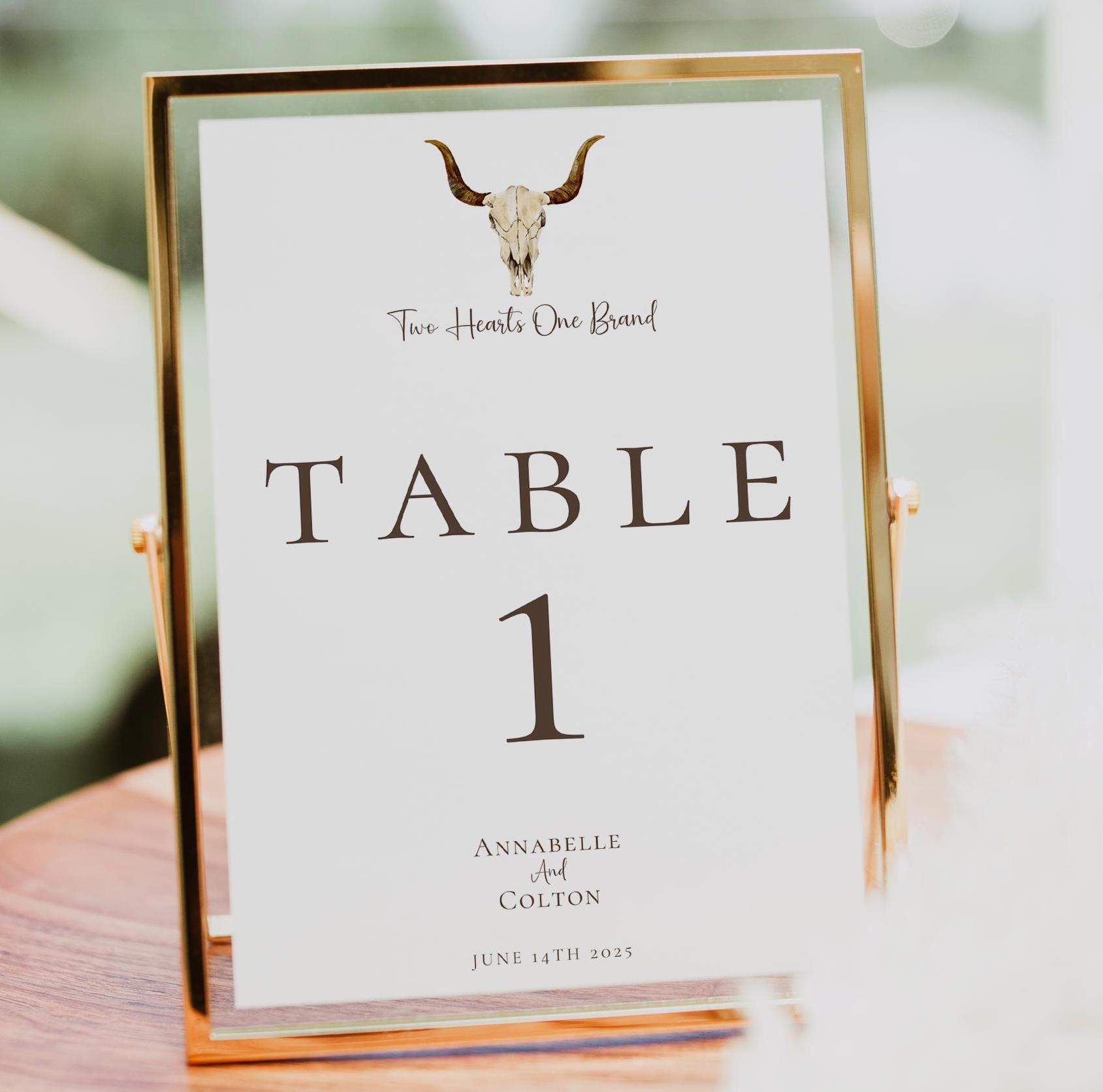 Western Boho Wedding Table Number Template, Cowboy Wedding Table Decor ...