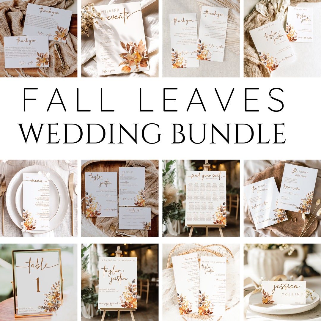 Fall Leaves Wedding Bundle, Fall Wedding Bundle, Fall Wedding ...