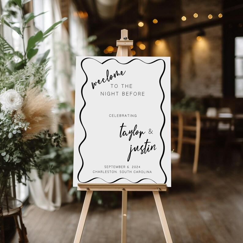Whimsical Rehearsal Dinner Sign, Script Wedding Rehearsal Dinner ...