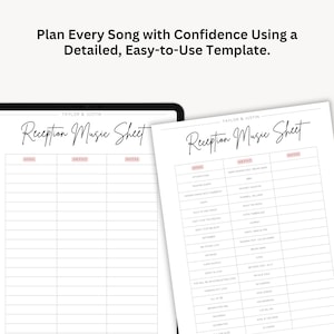 Wedding Day Song List Template, Ceremony and Reception Music Planner ...