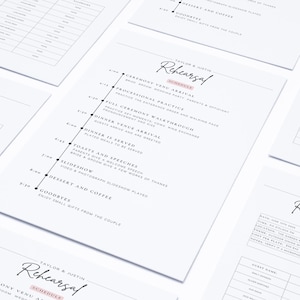 Wedding Rehearsal Schedule and Dinner Template, Wedding Rehearsal ...