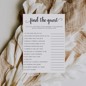 Minimalist Find the Guest Game, Printable Bridal Shower Game, Editable ...