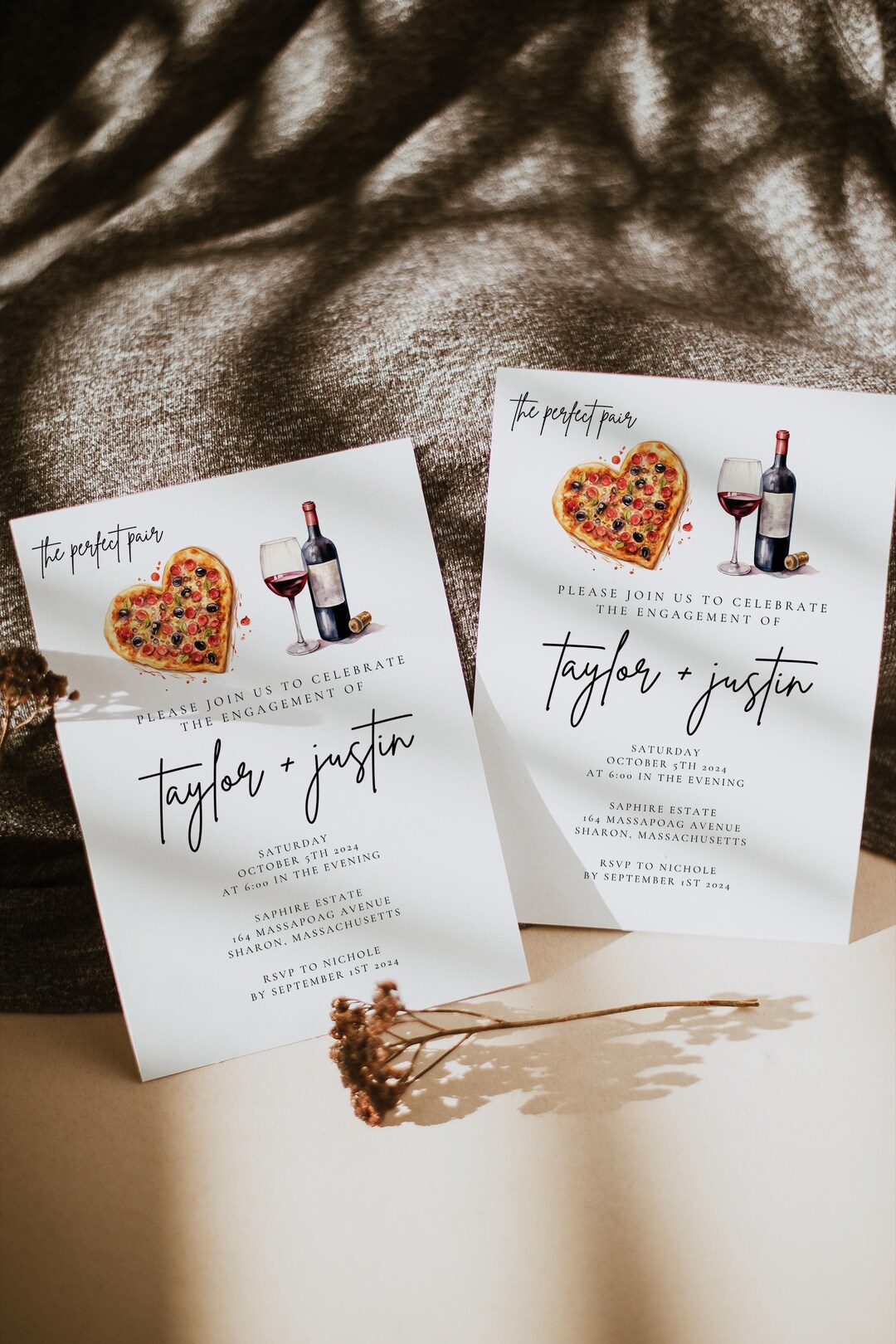 Pizza Engagement Party, Pizza and Wine Engagement Party, Perfect Pair ...